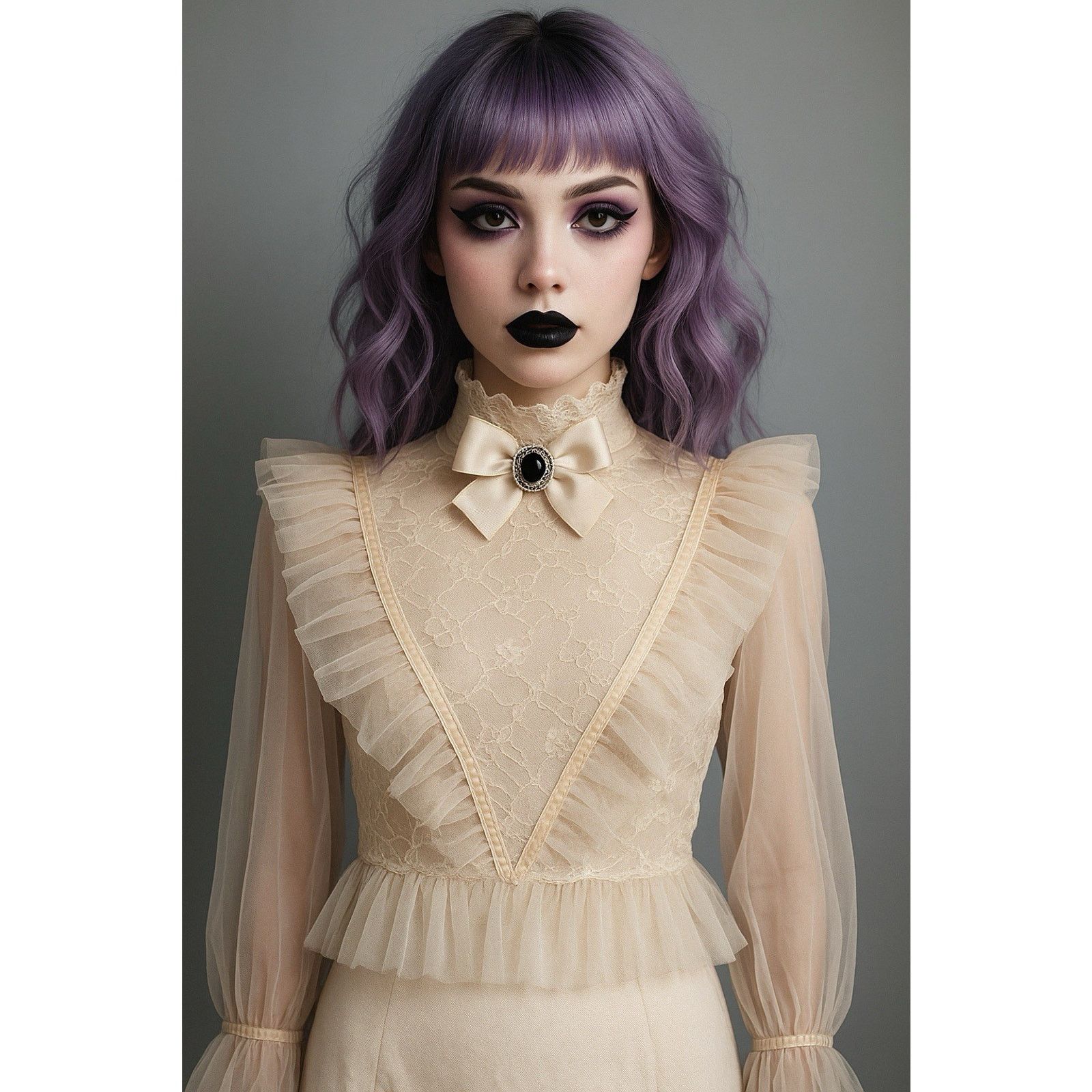 Dolls Kill DOLLS KILL Widow Midnight Hour Victorian Lace Organza Blouse ...