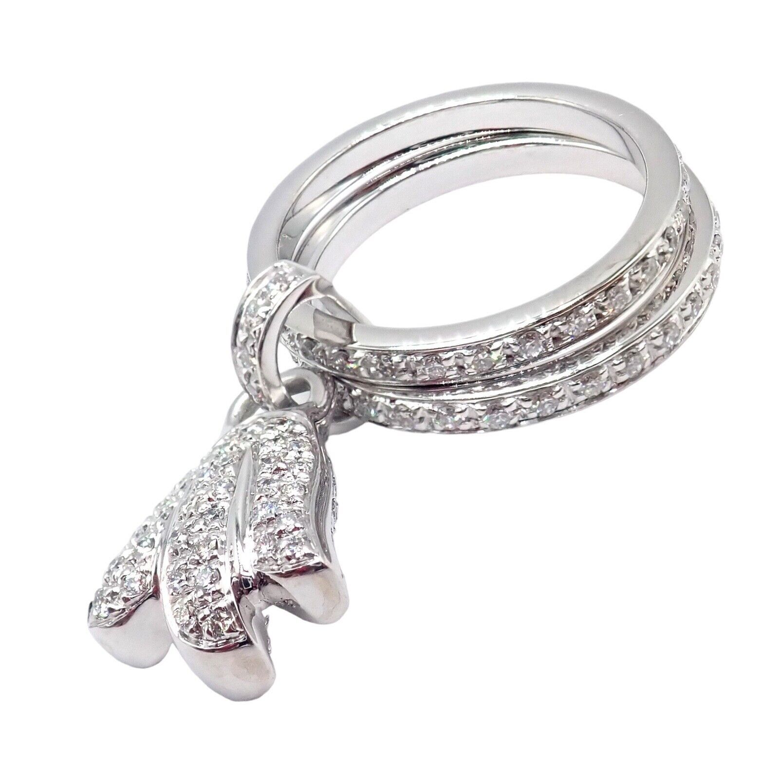 Piaget Piaget 18k White Gold Diamond Double Band Flower Ring | Grailed