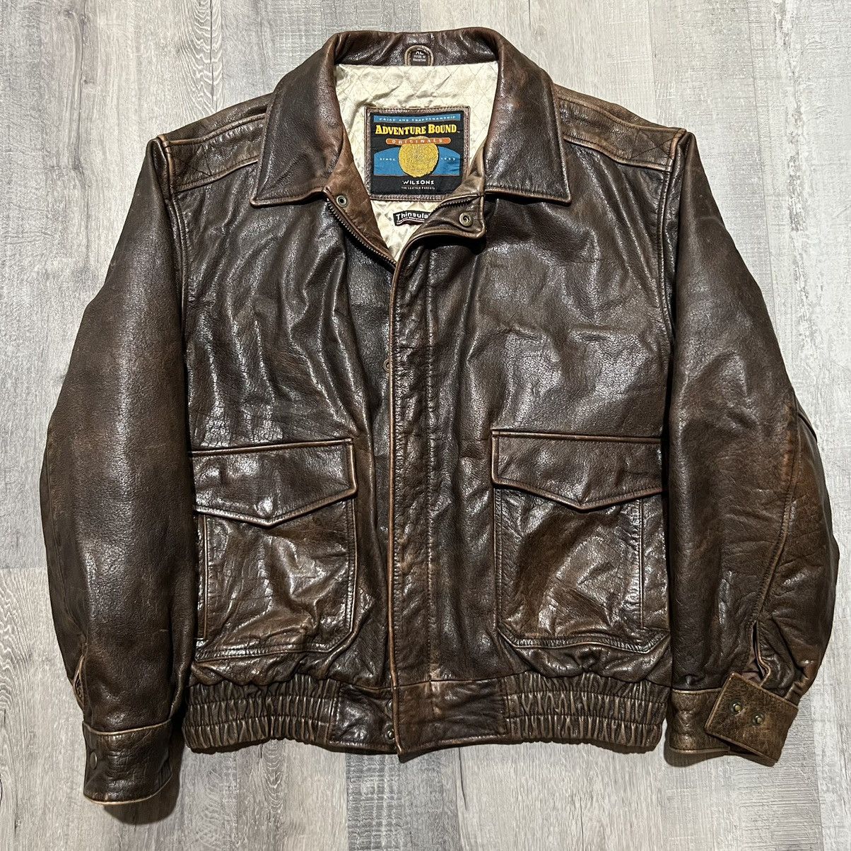 Vintage × Wilsons Leather Wilsons Leather VTG Adventure Bound Brown A-2 ...