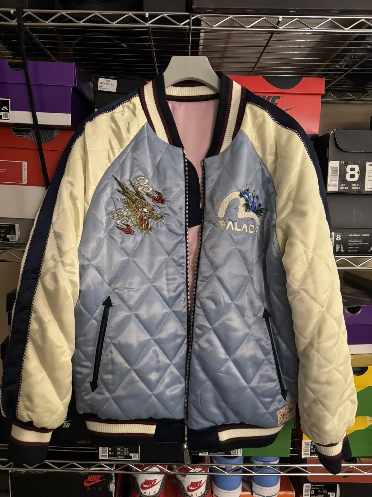 Palace Palace x Evisu Reversible Quilted Bomber Jacket | Grailed