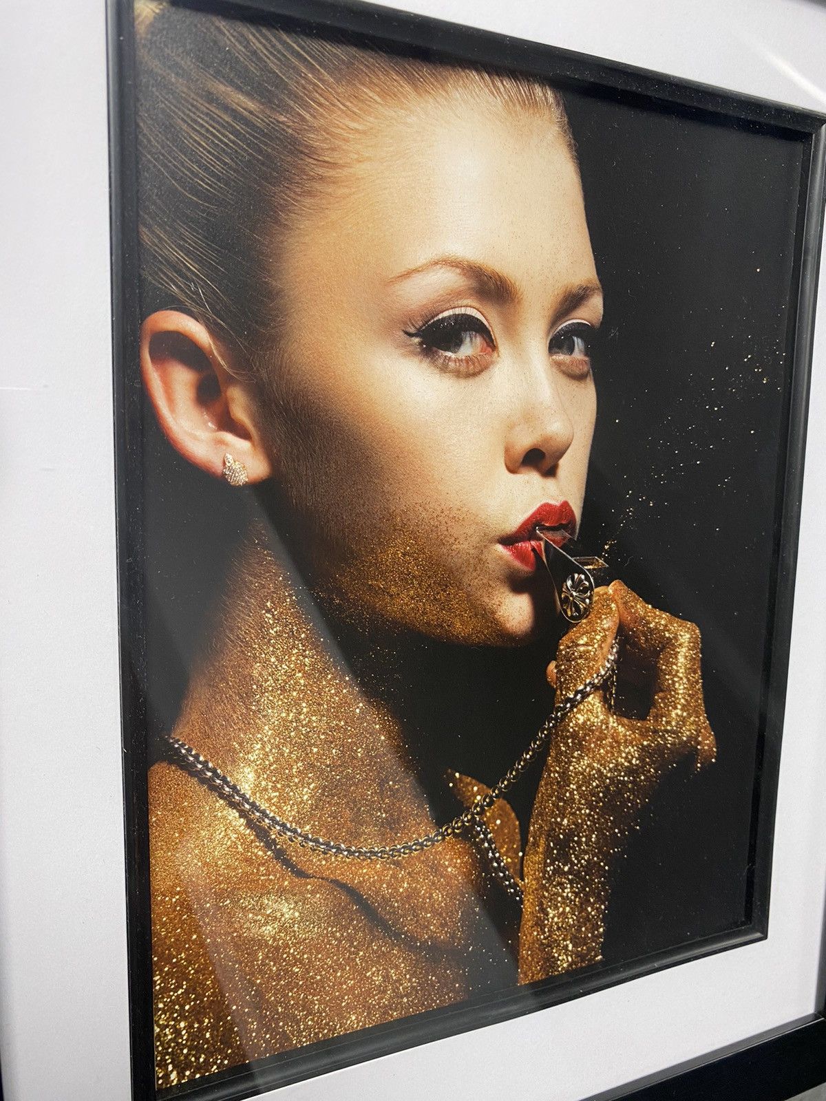 Chrome Hearts CH Silver Glitter Whistle Wood Framed Glass Print 12”x16 ...