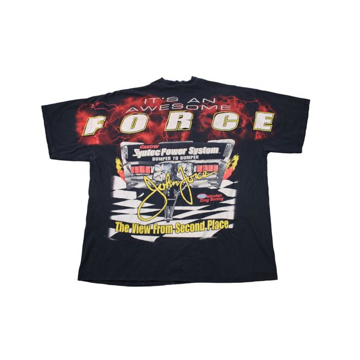 Vintage Vintage 90s John Force Untouchable Drag Racing Tee Shirt Bla ...