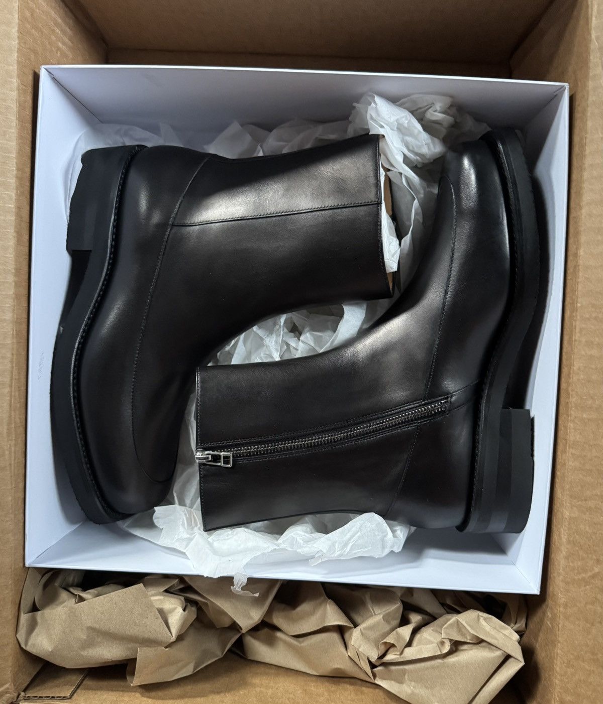 3sixteen Sz 10 3sixteen Square Toe Side Zip Boots Black Calf Leather ...