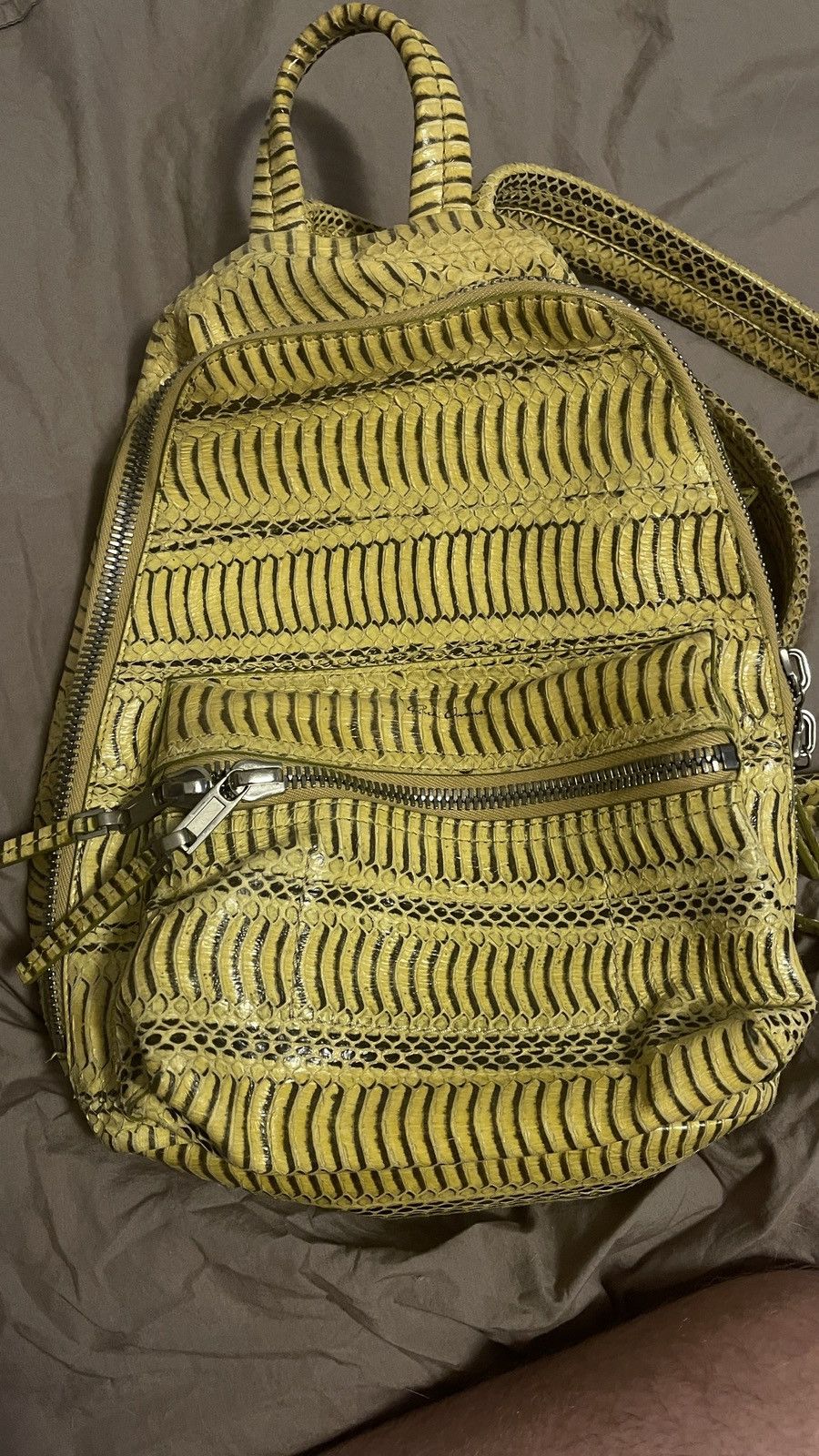Rick Owens Rick Owens yellow python leather backpack | Grailed