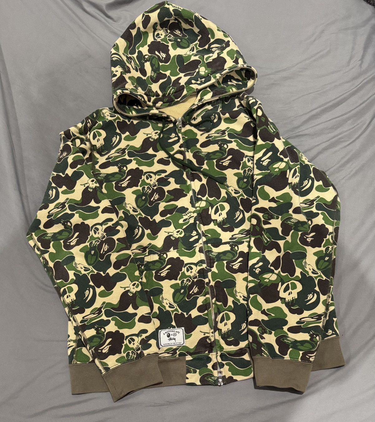 Bape × Stussy Bape x Stussy Camo Full Zip Hoodie | Grailed