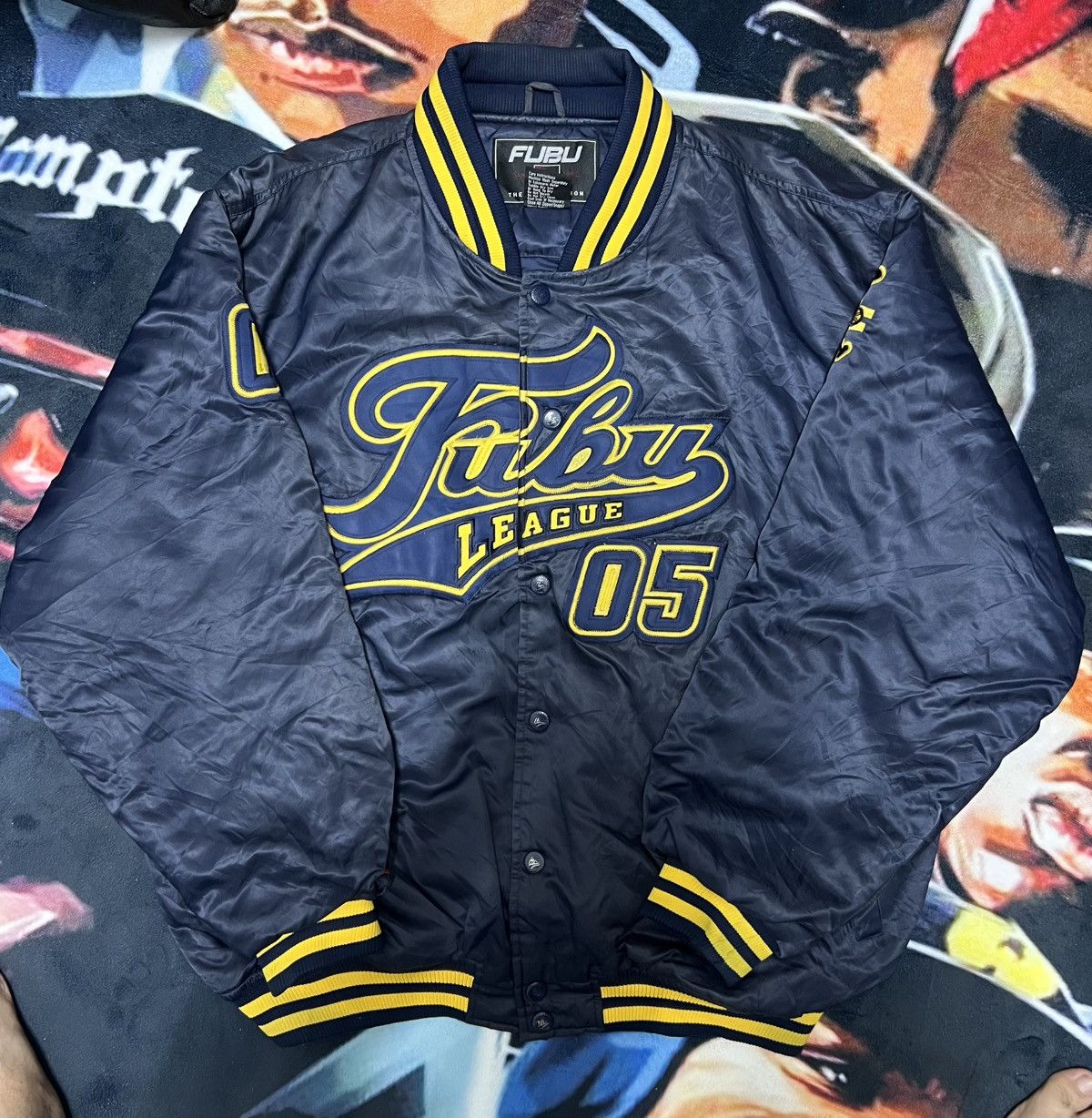 Fubu FUBU VARSITY JACKET NAVY YELLOW | Grailed