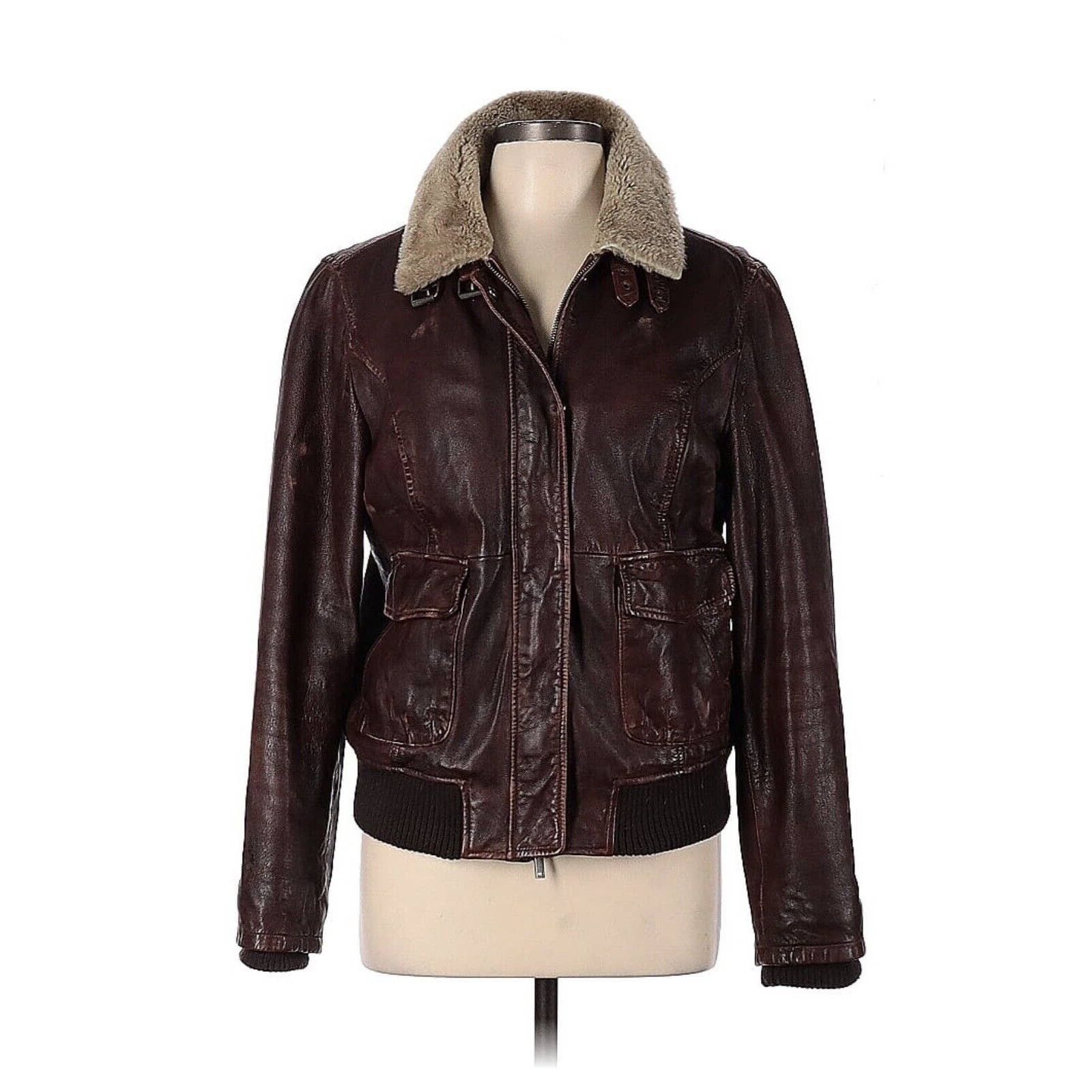Wilsons Leather Wilsons Leather Aviator Bomber Jacket Real Fur Collar ...