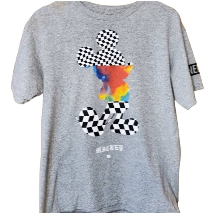 Neff Disney X Neff Mickey Mouse Checkers Gray T-Shirt | Grailed