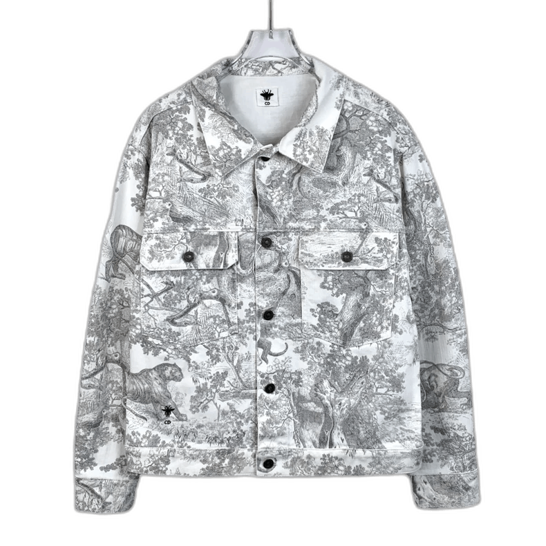 Dior Dior Jungle Animal collection white print cotton coat | Grailed