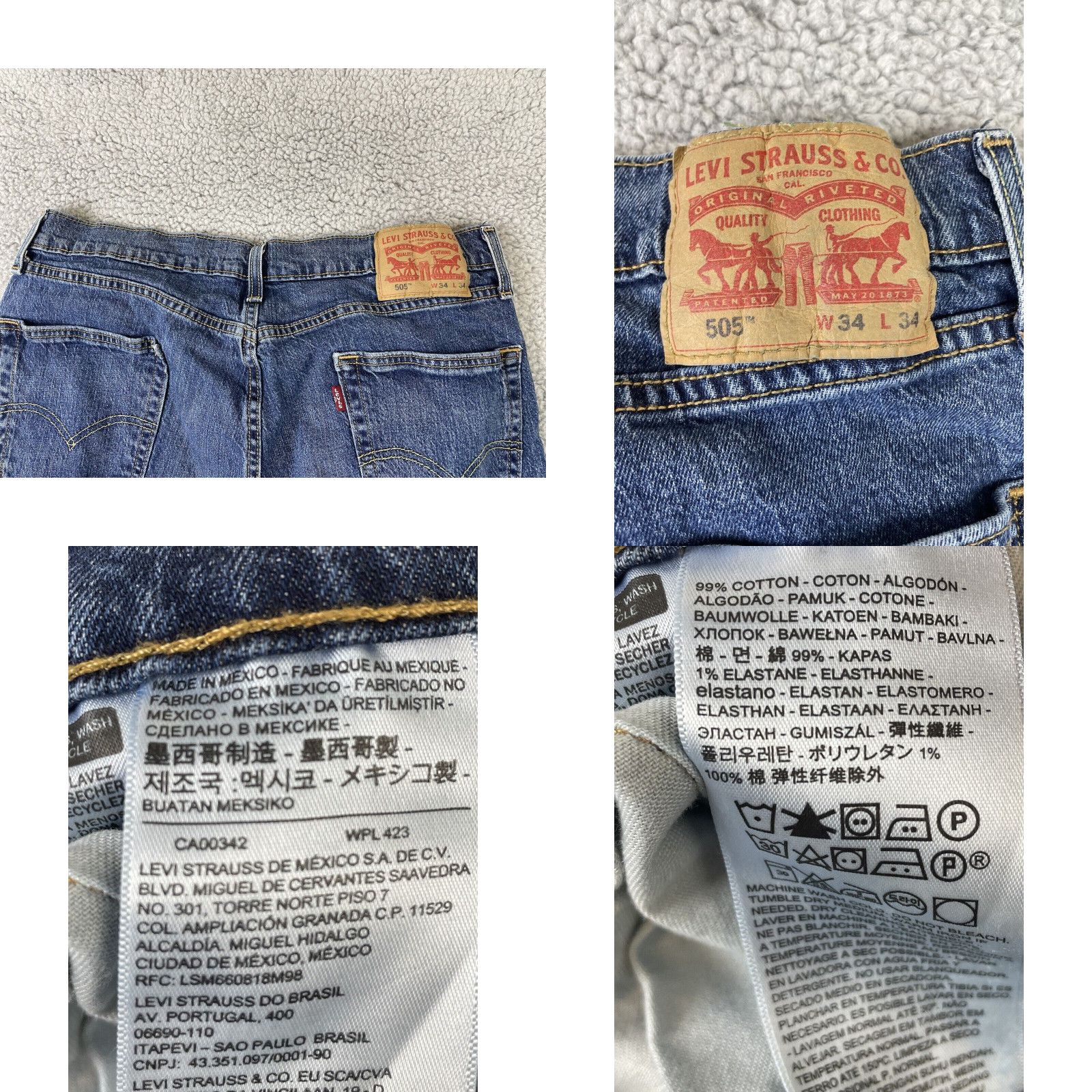 Levi's Levi's 505 Jeans Mens 34x34 (33) Medium Wash Straight Leg Jeans ...