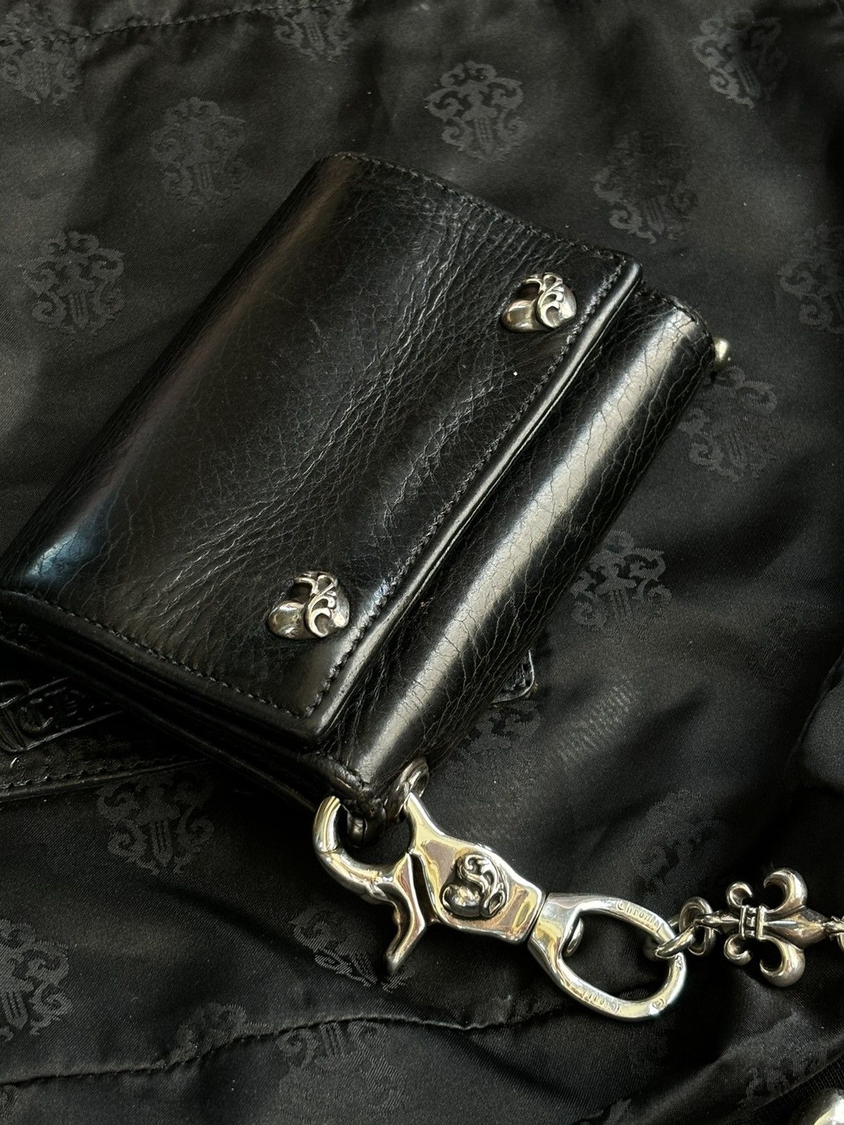 Chrome Hearts Chrome hearts trifold wallet with heart buttons | Grailed