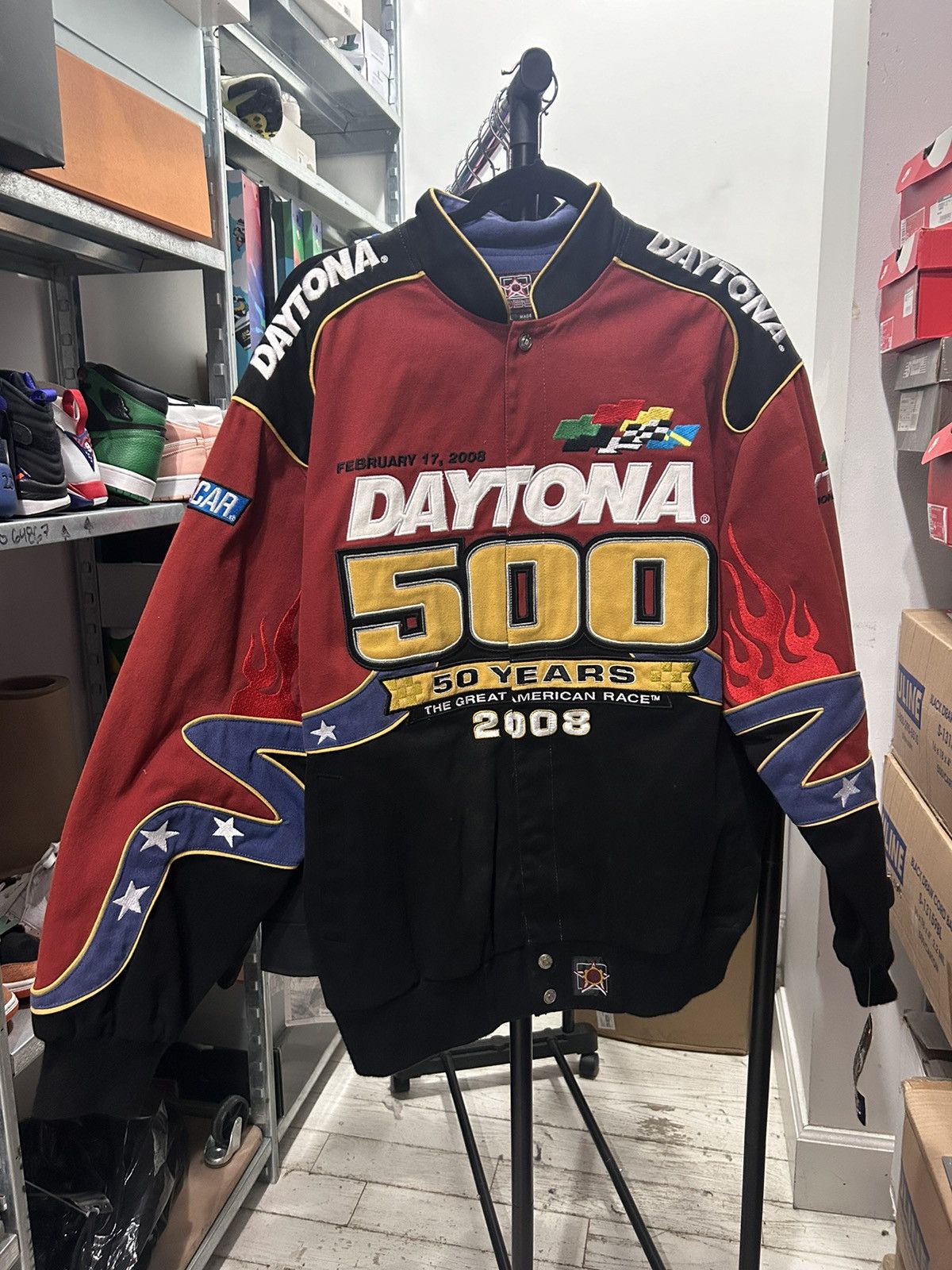 Vintage Y2K Daytona 500 2008 Flame NASCAR Racing Pit Jacket | Grailed