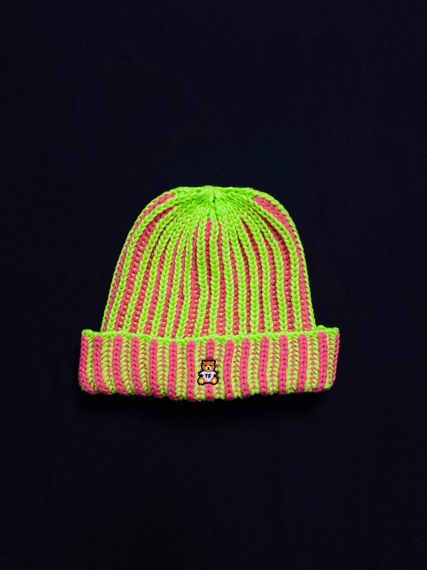 Teddy Fresh Rare Teddy Fresh Vibrant Neon No Cuff Knit Blue Beanie OS ...
