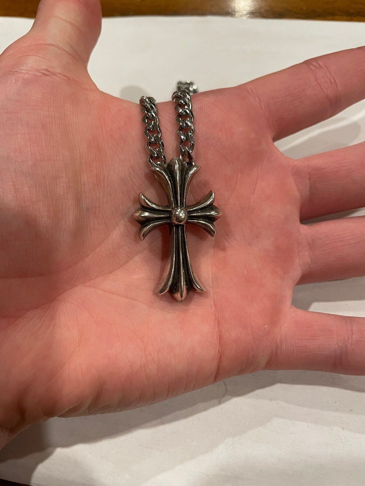 Chrome Hearts Chrome Hearts Large Cross Pendant Cuban Link Chain ...
