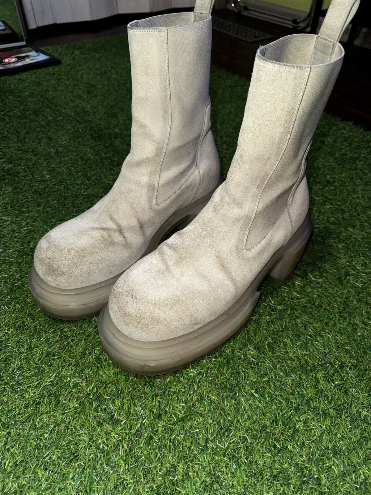 Rick Owens SS25 strobe 75mm hollywood beatle bogun suede boots | Grailed
