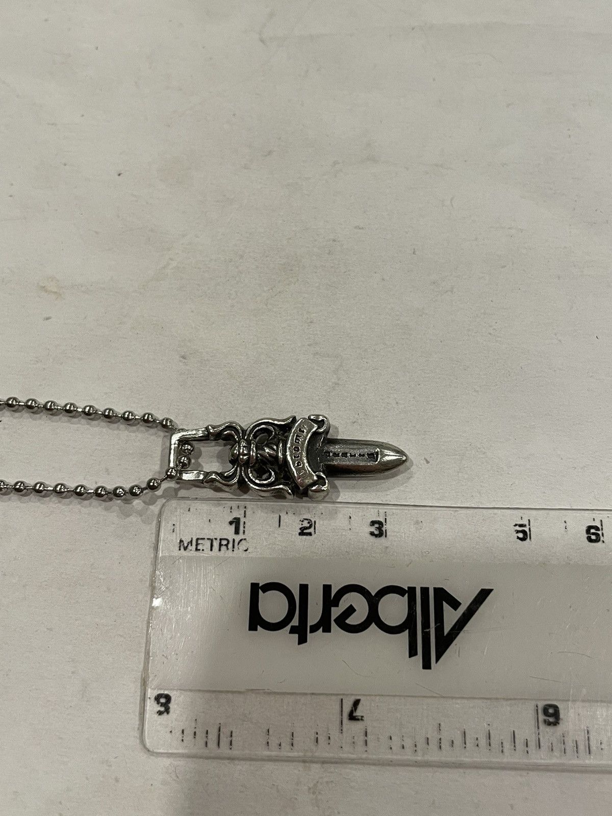 Chrome Hearts Chrome Hearts Dagger Pendant Silver Ball Chain Necklace ...