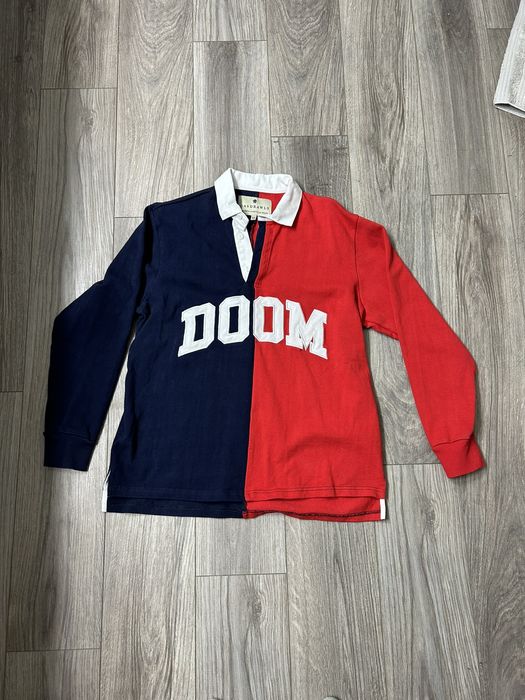 Mf Doom MF DOOM/GASDRAWLS DOOMSDAY RED/NAVY/WHITE RUGBY | Grailed