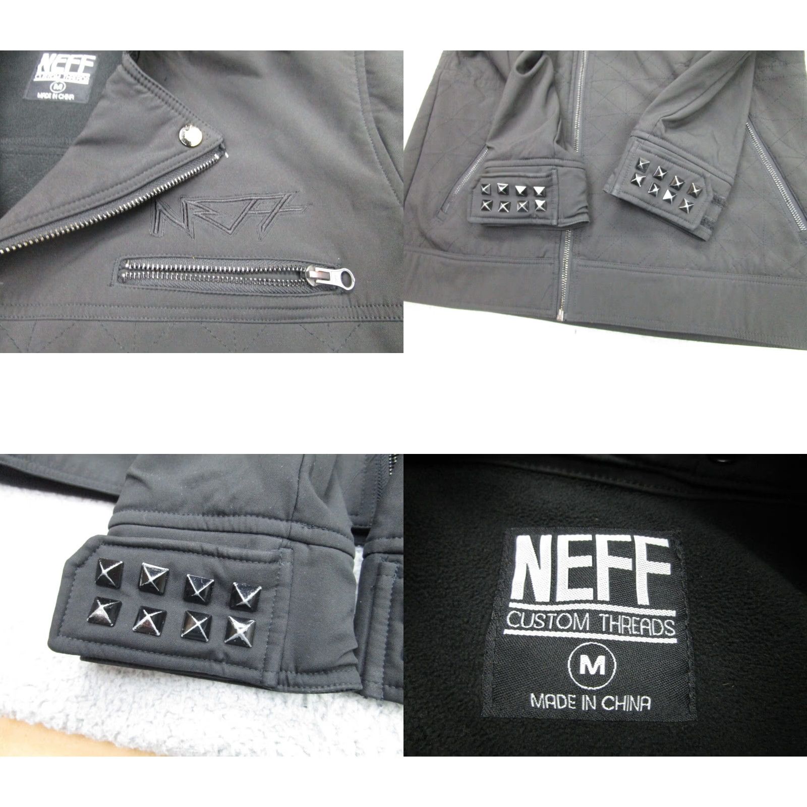 Vintage NEFF Jacket Womens M black Snowboard Removable Hood Quilted ...