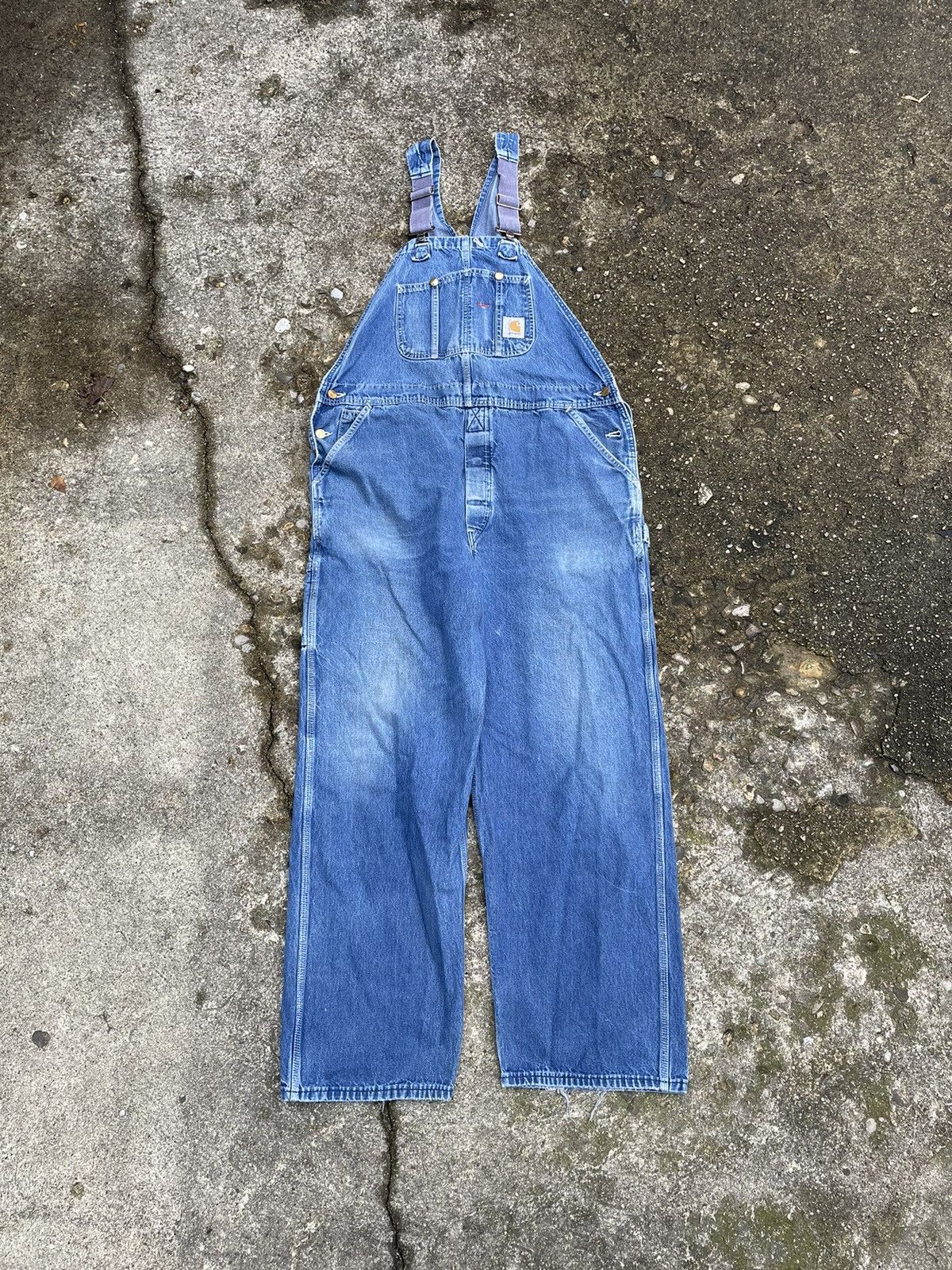 Vintage VTG 1990’s Carhartt Faded Denim Overalls | Grailed