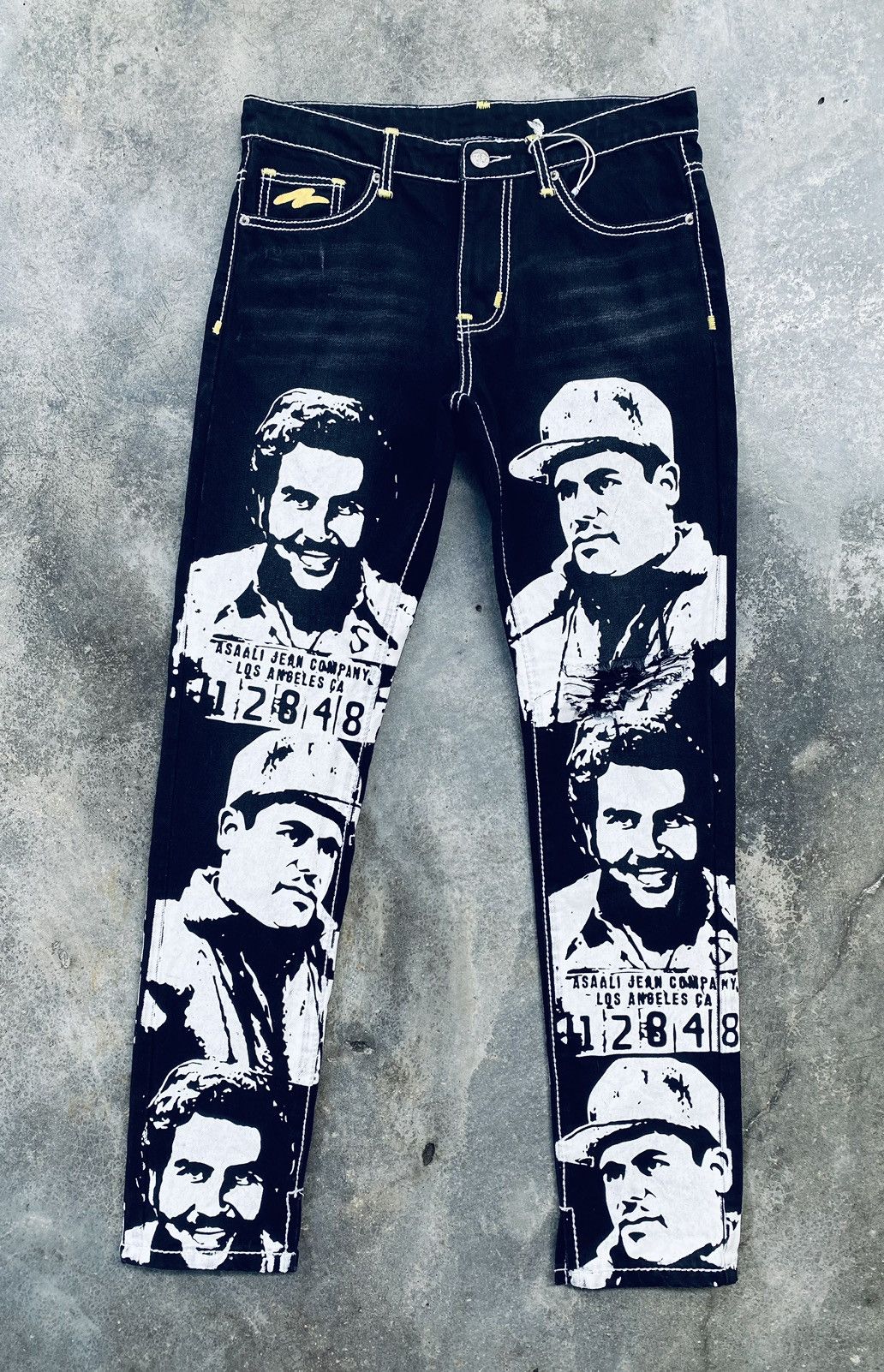 Asaali × Streetwear Asaali Jeans Printed Face Distressed Pants | Grailed