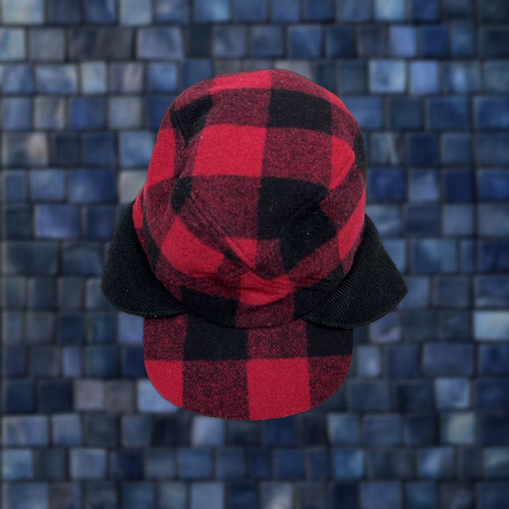 Vintage Redhead Trapper Hat Cap Mens Red Black Wool Flannel Ear Flaps ...