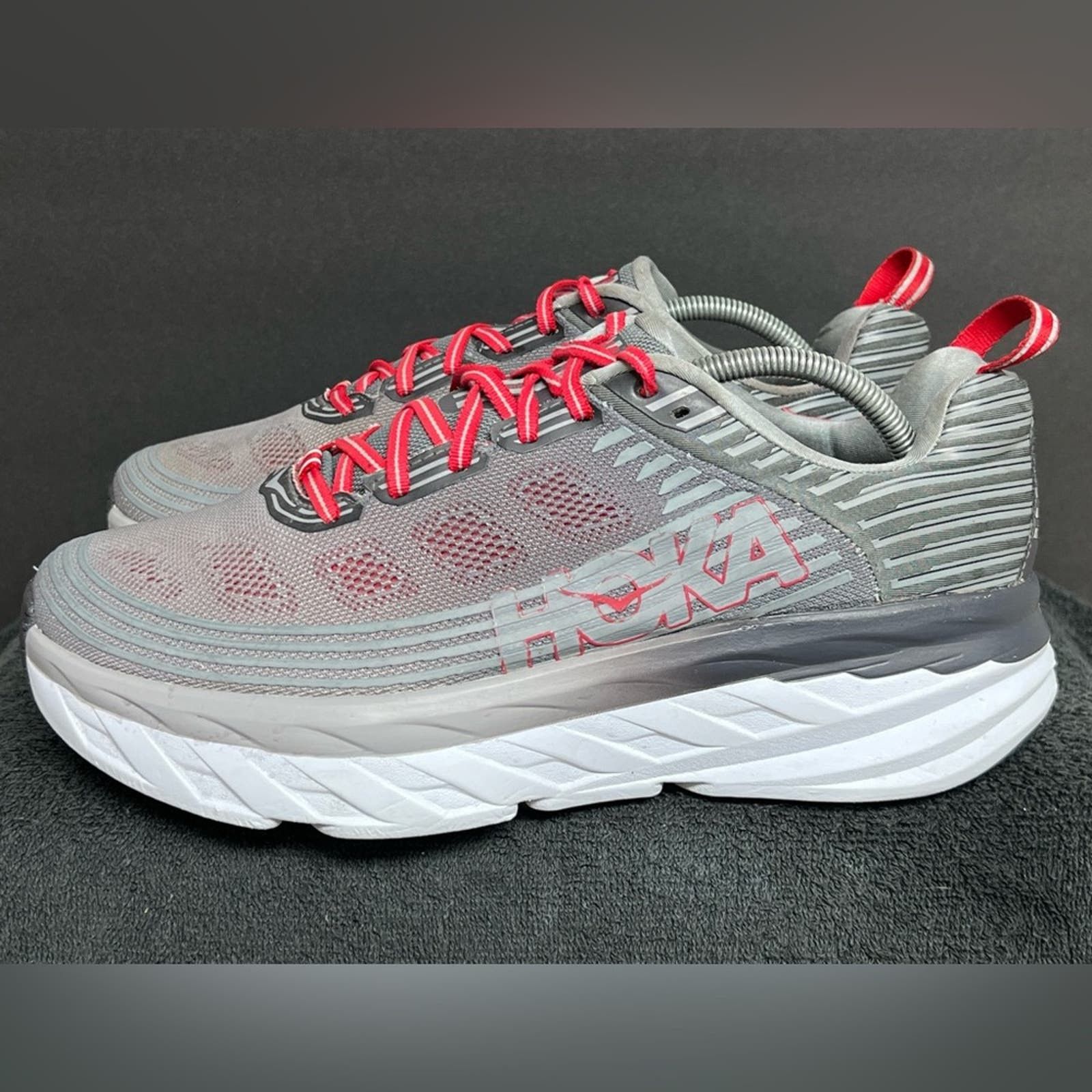 Hoka Hoka One One Bondi 6 Mens 11 Running Shoes Sneakers Gray Red | Grailed