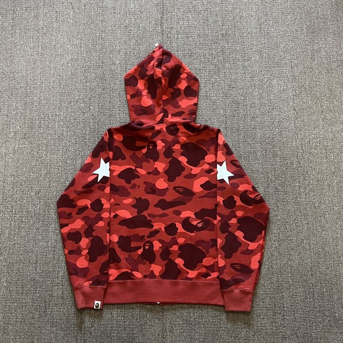 Bape Bape Red Camo Sta Ape Logo Hoodie | Grailed