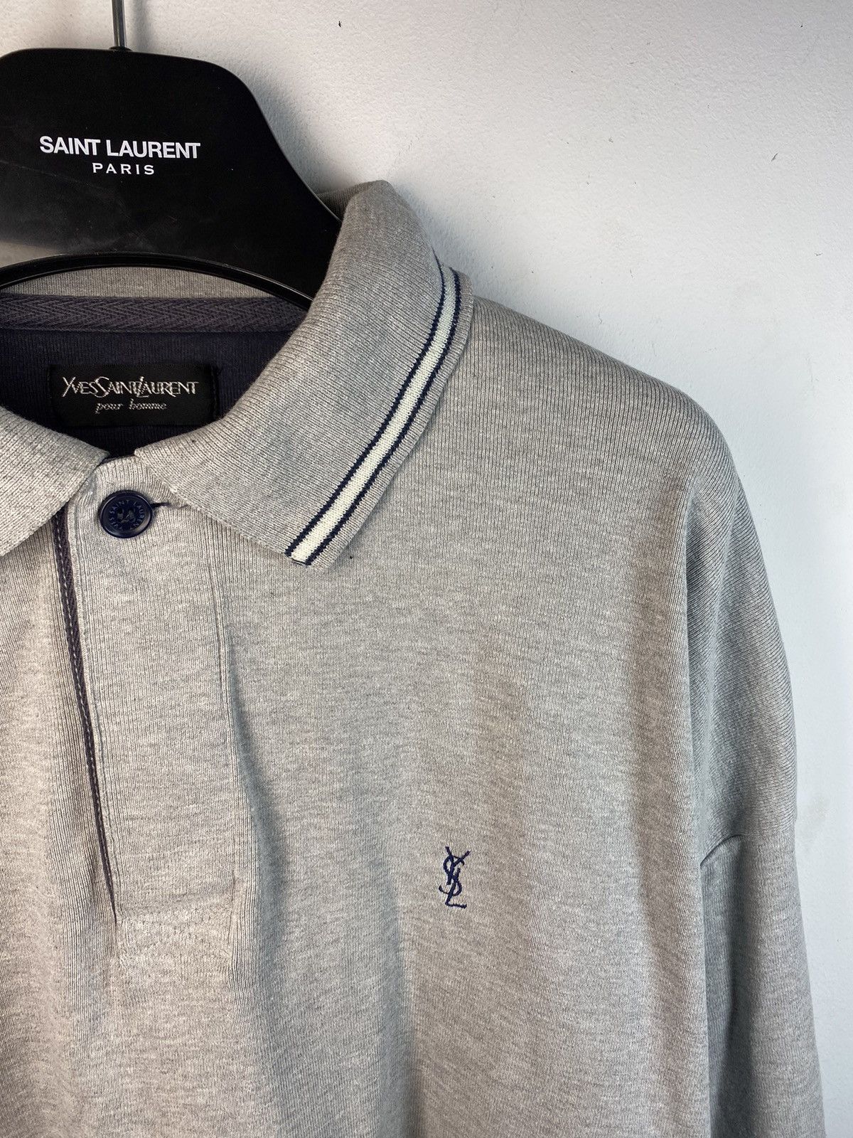 Yves Saint Laurent 90s YSL Sweatshirt 1/4 Button Up Rugby Vintage y2k ...