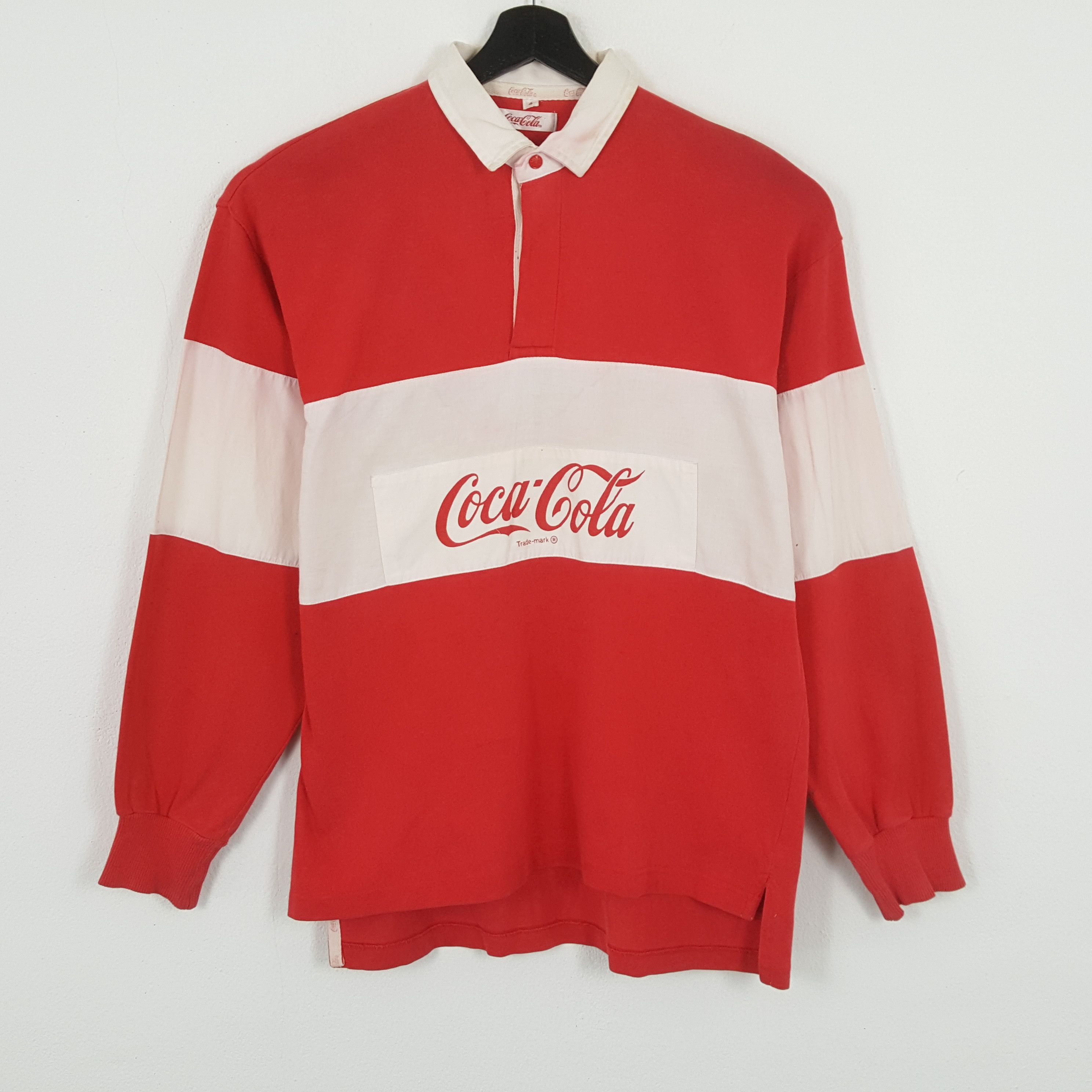 Coca Cola × Vintage COCA COLA Center Design Long Sleeve Polos Rugby ...