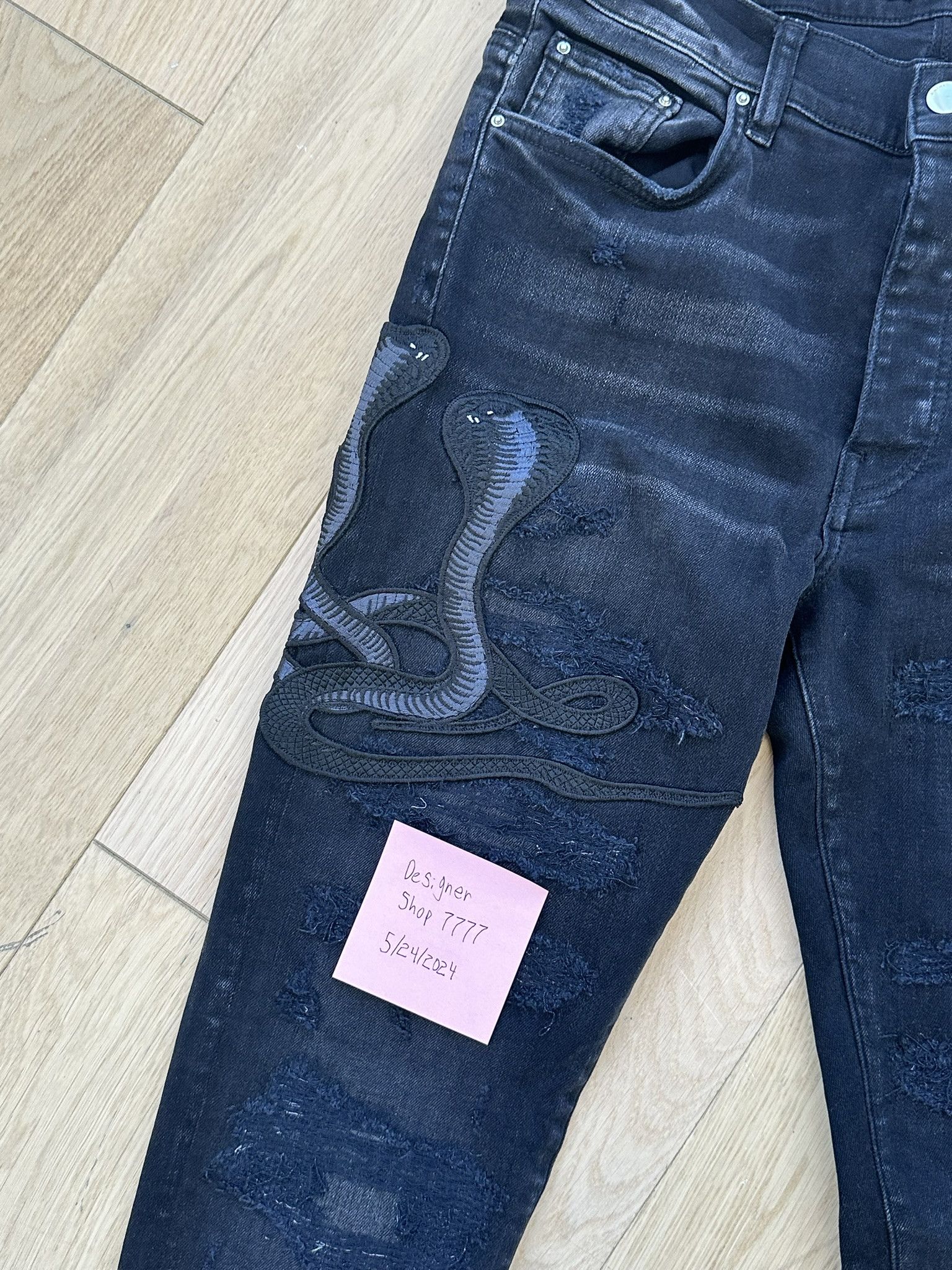 Amiri Amiri Aged Black Archive Snake Jeans | Grailed