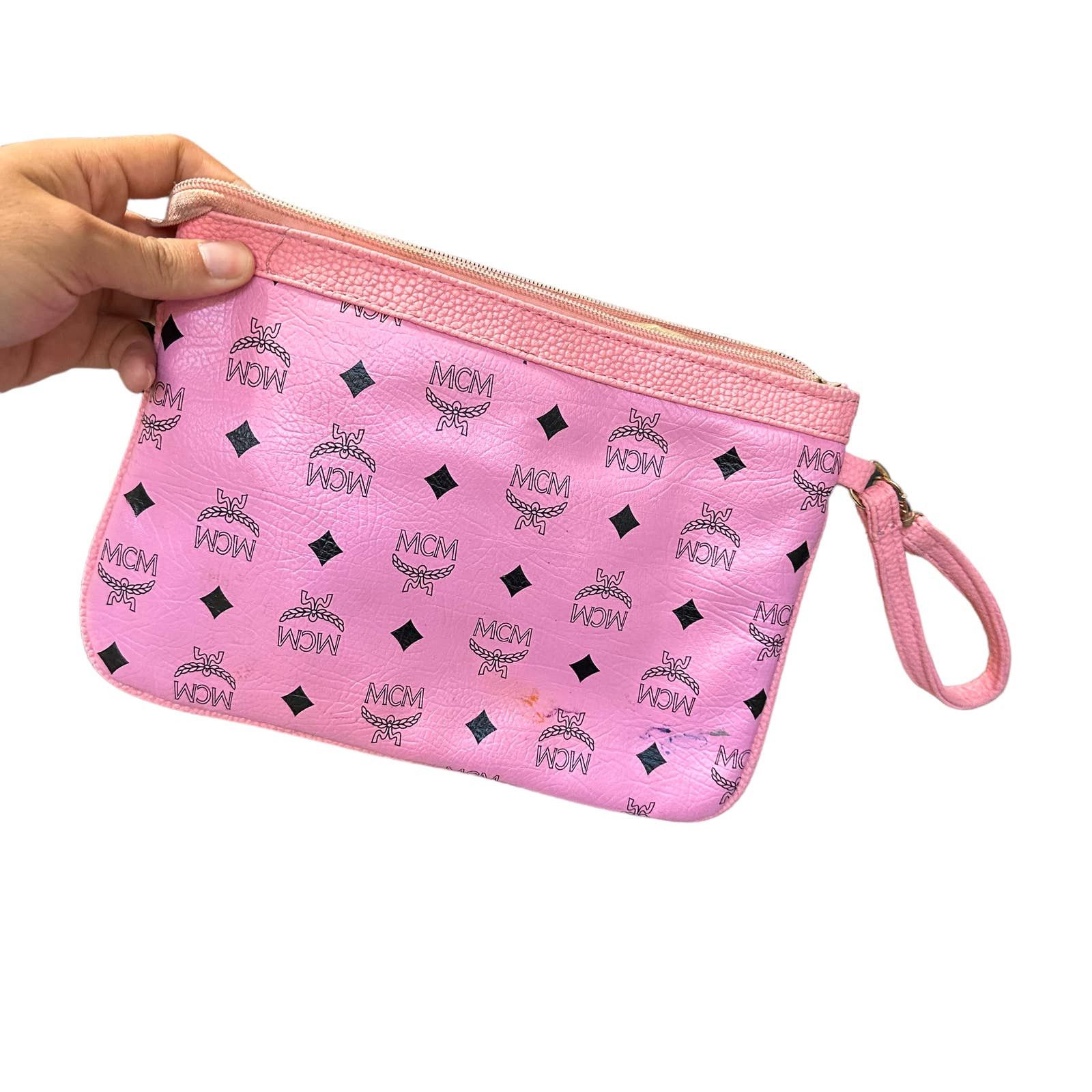 MCM Pink MCM Makeup Bag Clutch Purse Monogram | Grailed