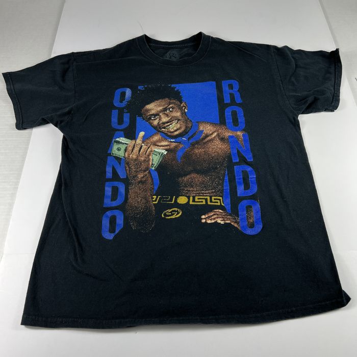Rap Tees Quando Rondo Shirt Black & Blue Faded Photo Rap Tee | Grailed