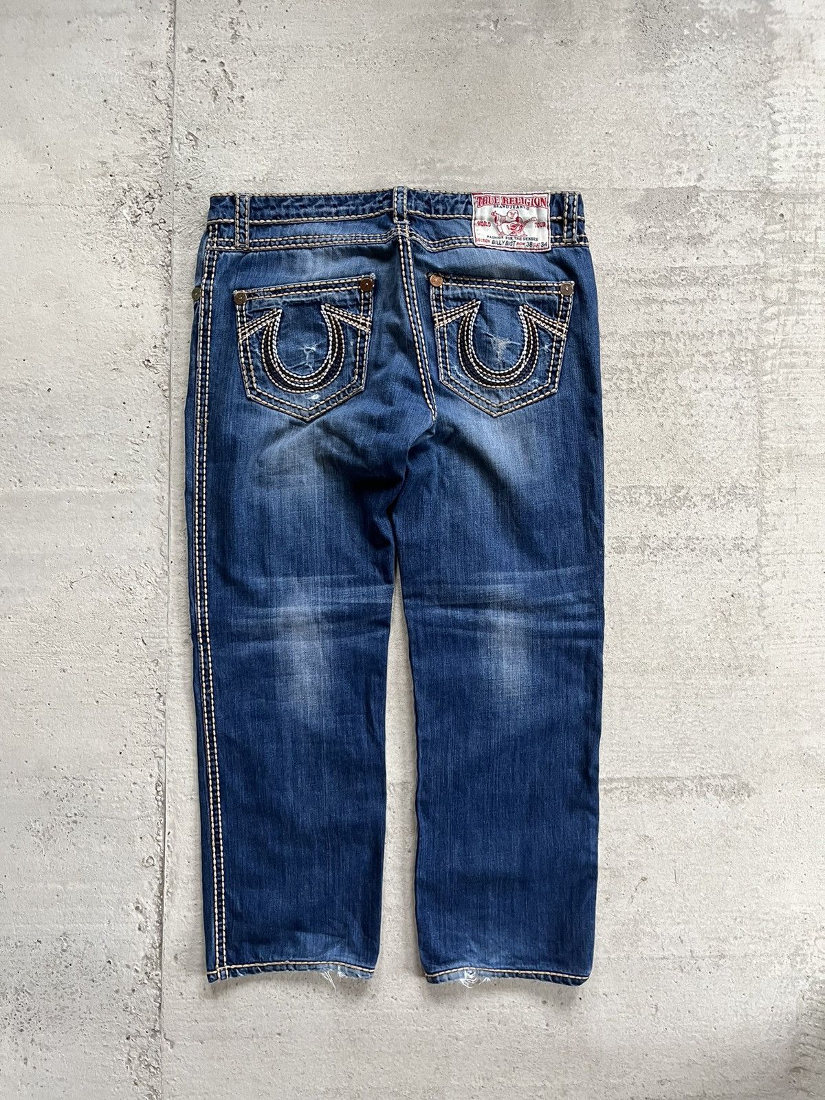 True Religion True Religion Baggy Distressed Gold Stitching Jeans | Grailed