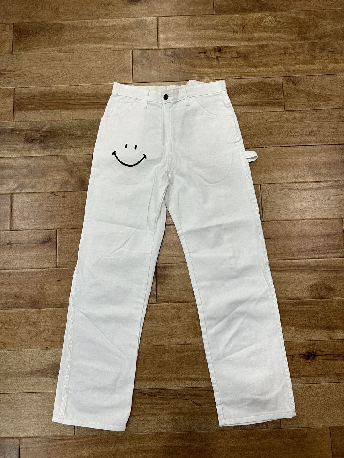 Custom × Streetwear PNKDRMS SMILEY PANTS WHITE | Grailed