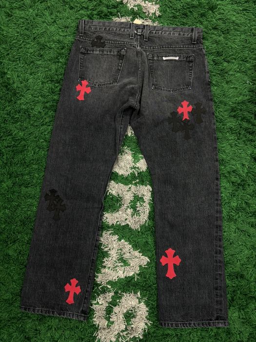 Chrome Hearts Chrome Hearts Denim Jeans 36 Black Red Crosses | Grailed
