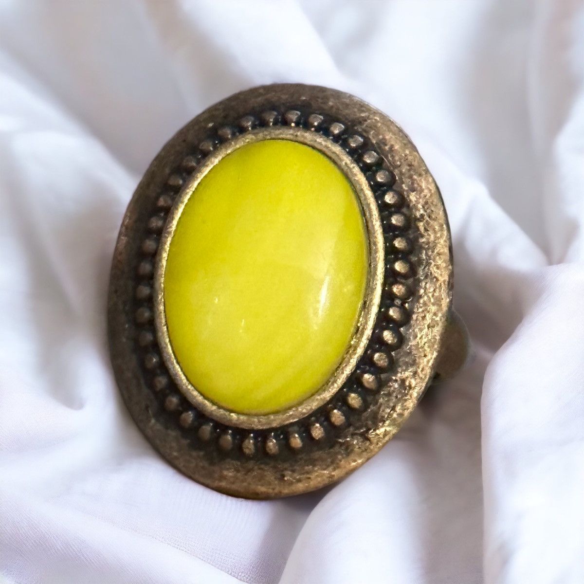 Vintage Vintage antique gold yellow glass stone ring | Grailed