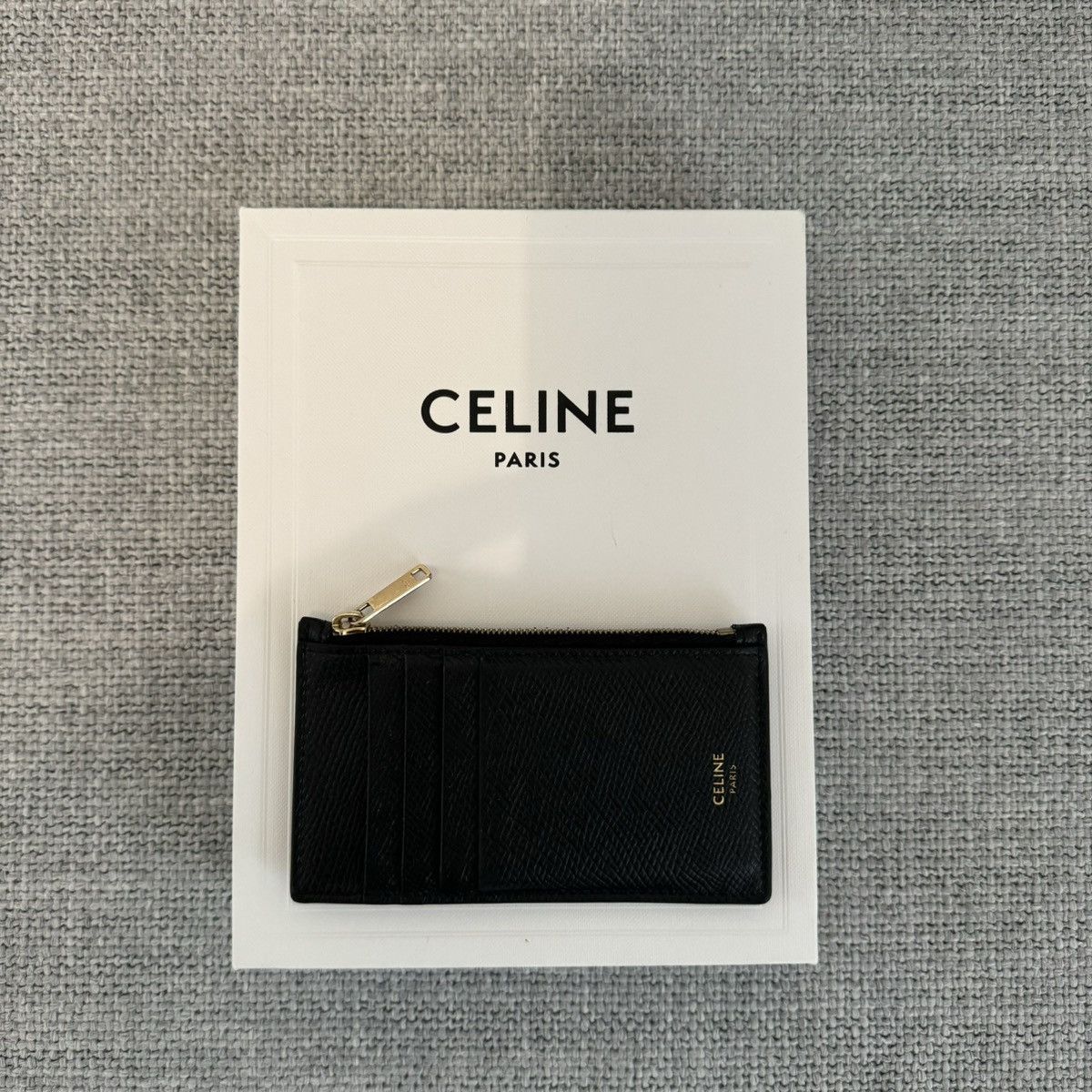 Celine Celine Zipped Compact Card Holder in Grained Calfskin | Grailed