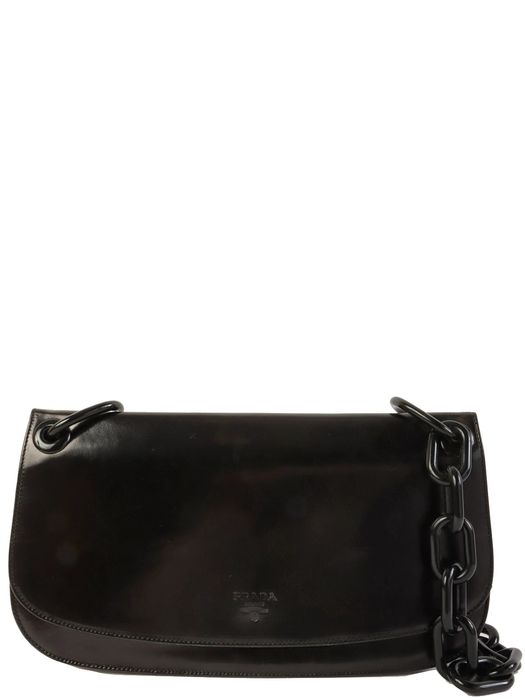 Prada PRADA Logo Embossed Plastic Chain Shoulder Bag Black | Grailed
