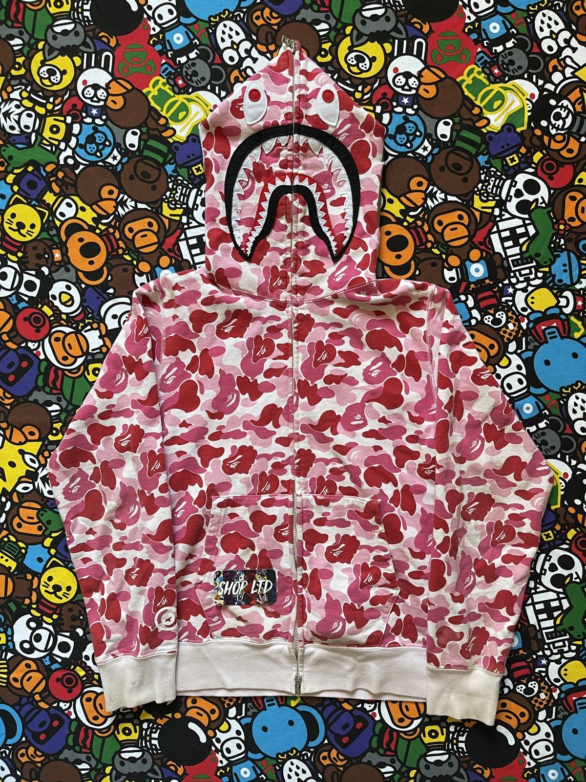 Bape A Bathing Ape Pink ABC Camo Shark Hoodie | Grailed