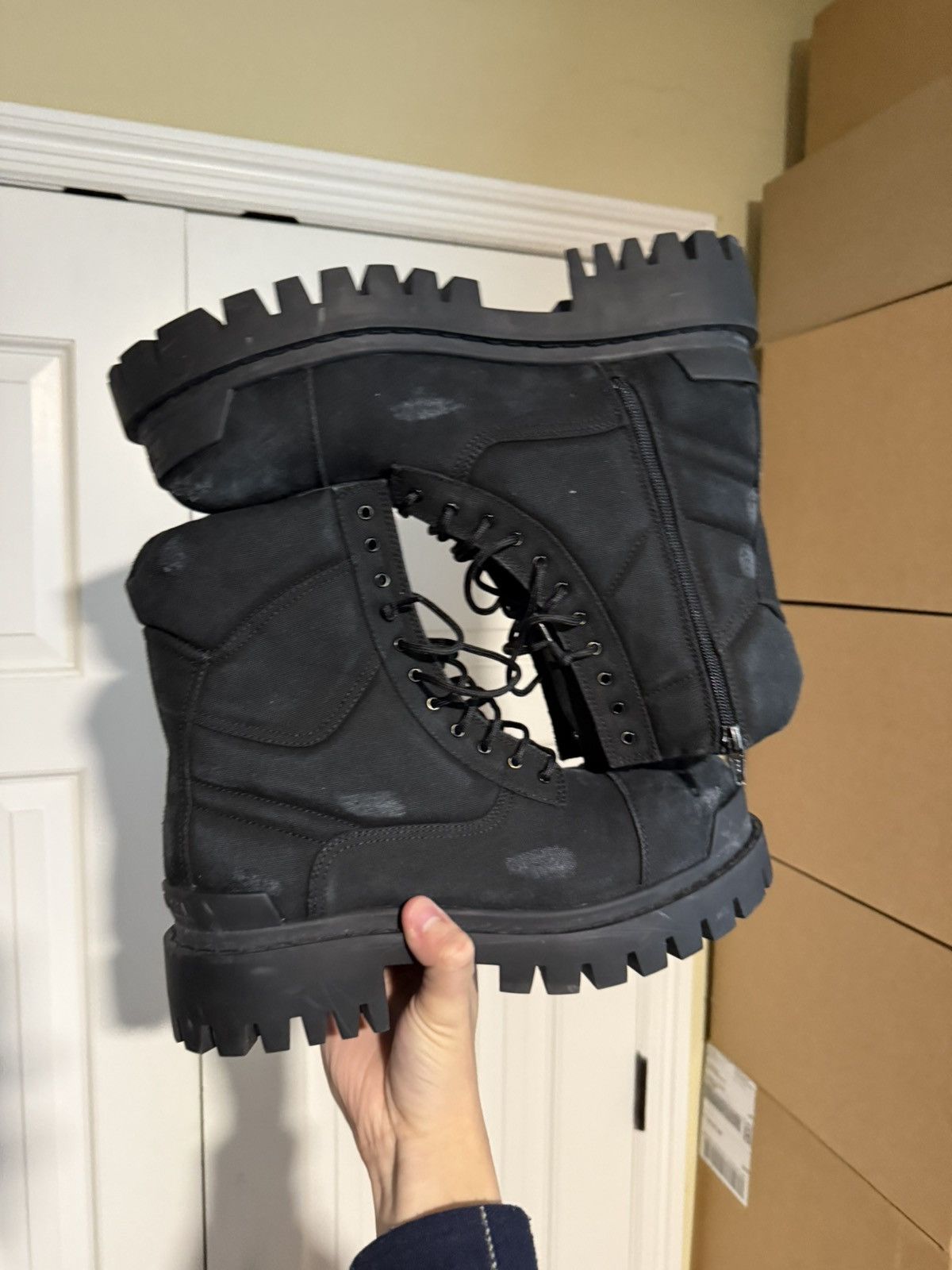 Balenciaga Balenciaga Black Distressed Strike Boot | Grailed