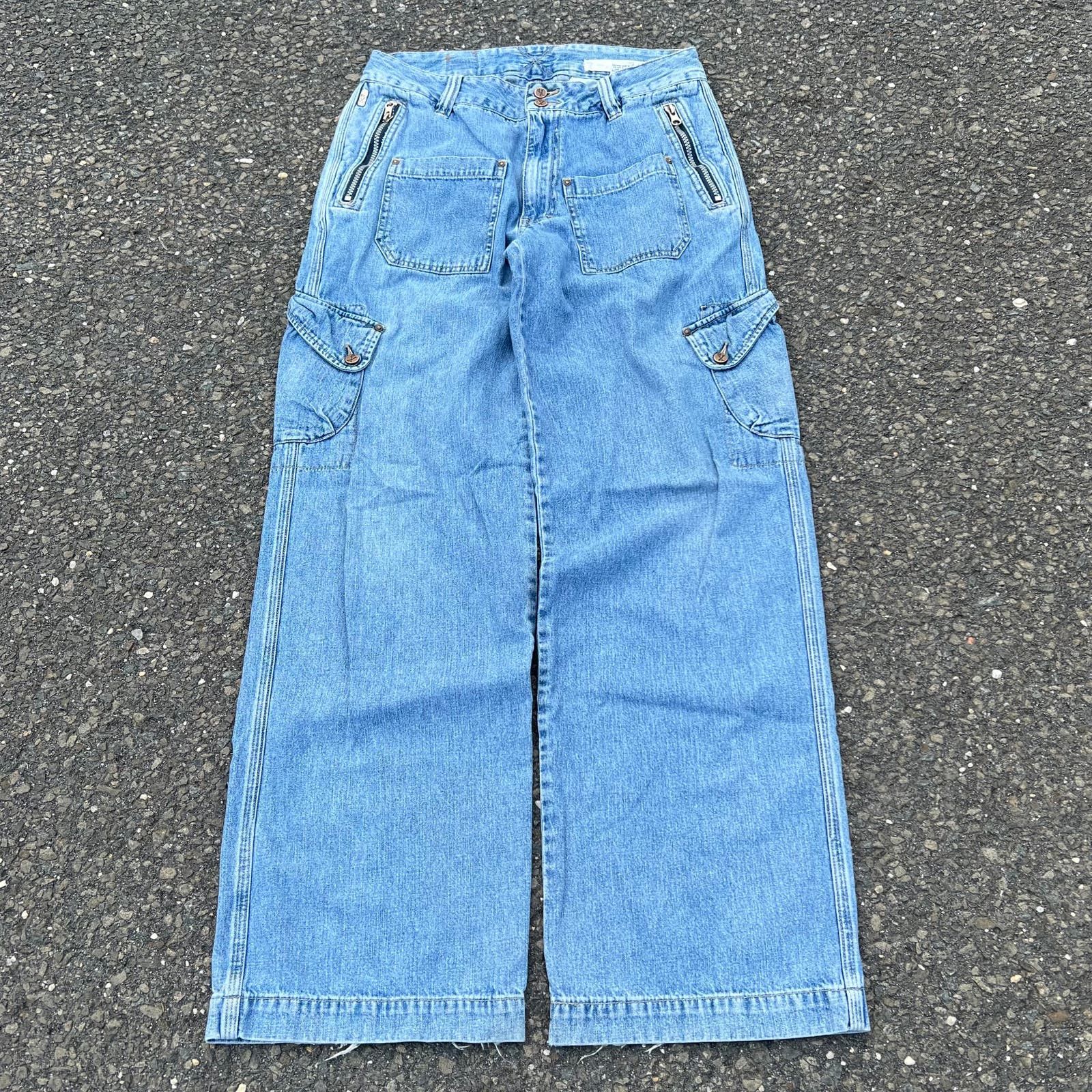 Streetwear × Vintage Vintage GX y2k baggy wide leg denim cargo pocket ...