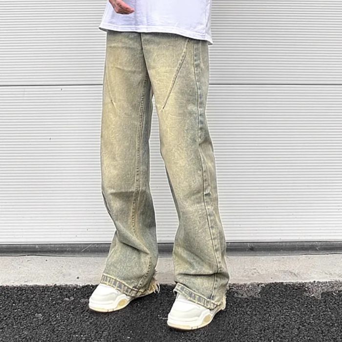 Distressed Denim Yellow Mud Dyed Baggy jeans | Grailed