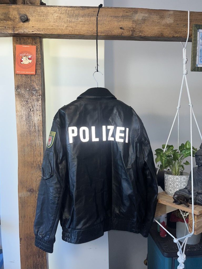 Vintage 1995' German “POLIZEI” Vetements Style Leather Jacket RIRI ...