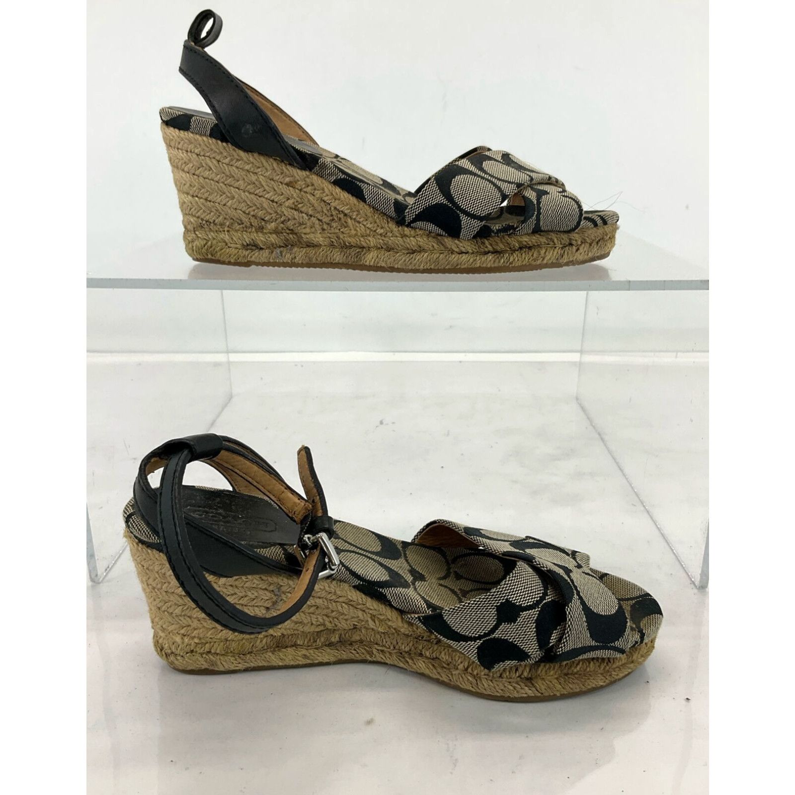 Coach Coach Henley Gray & Black Signature Jacquard & Leather Wedge ...