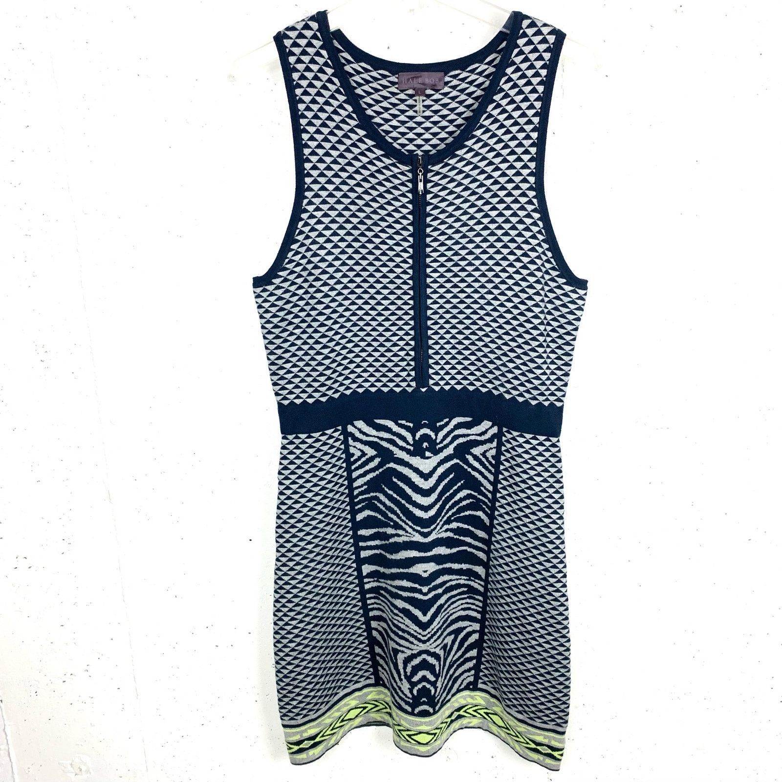 Other Hale Bob Ledi Jacquard Knit Mini Dress Blue Yellow Large | Grailed