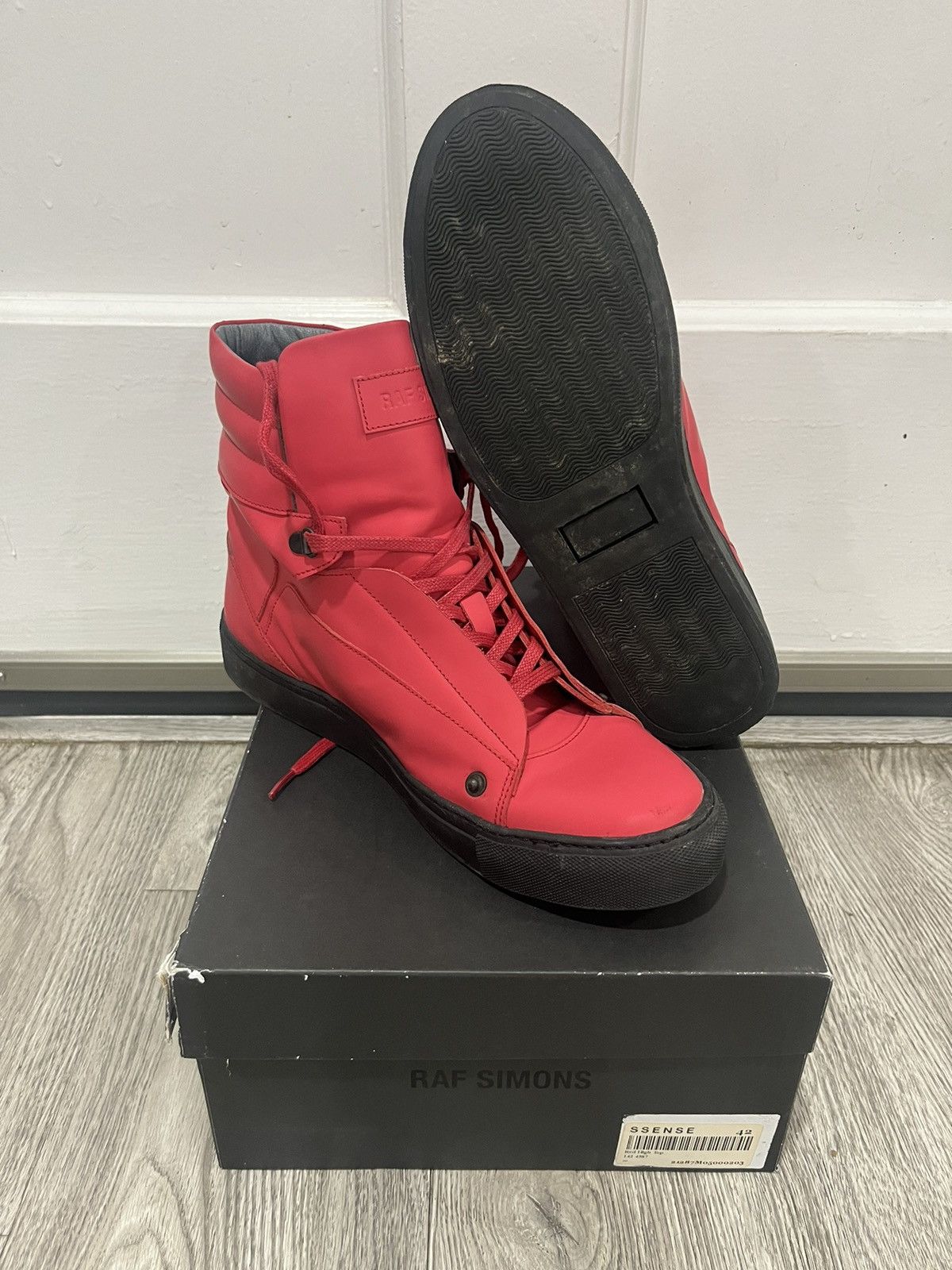 Raf Simons RAF SIMONS Red High Top Sneakers | Grailed
