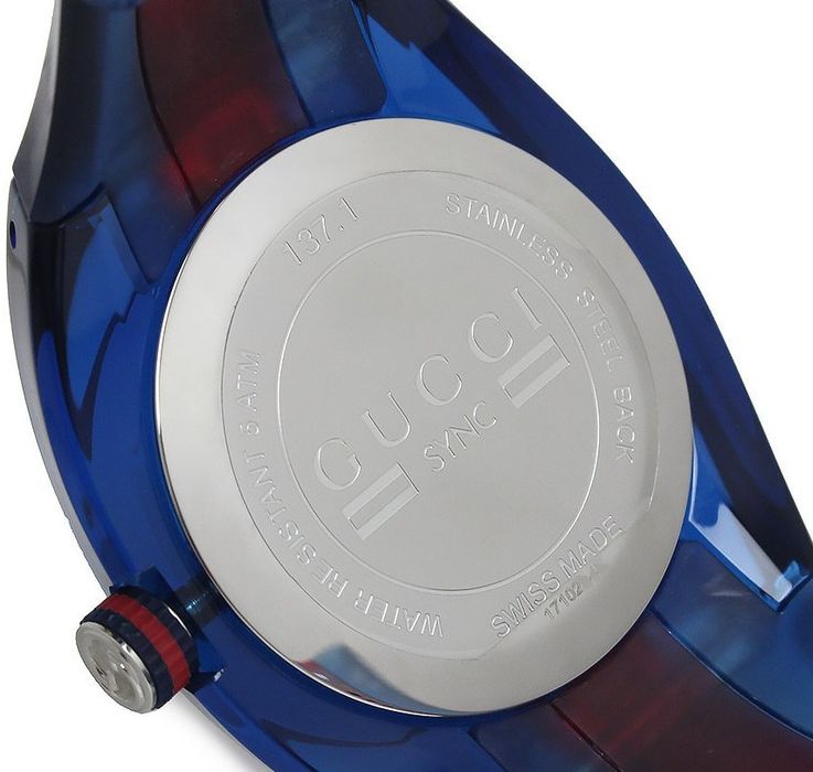 Gucci GUCCI sync SYNC XXL quartz wristwatch rubber blue | Grailed