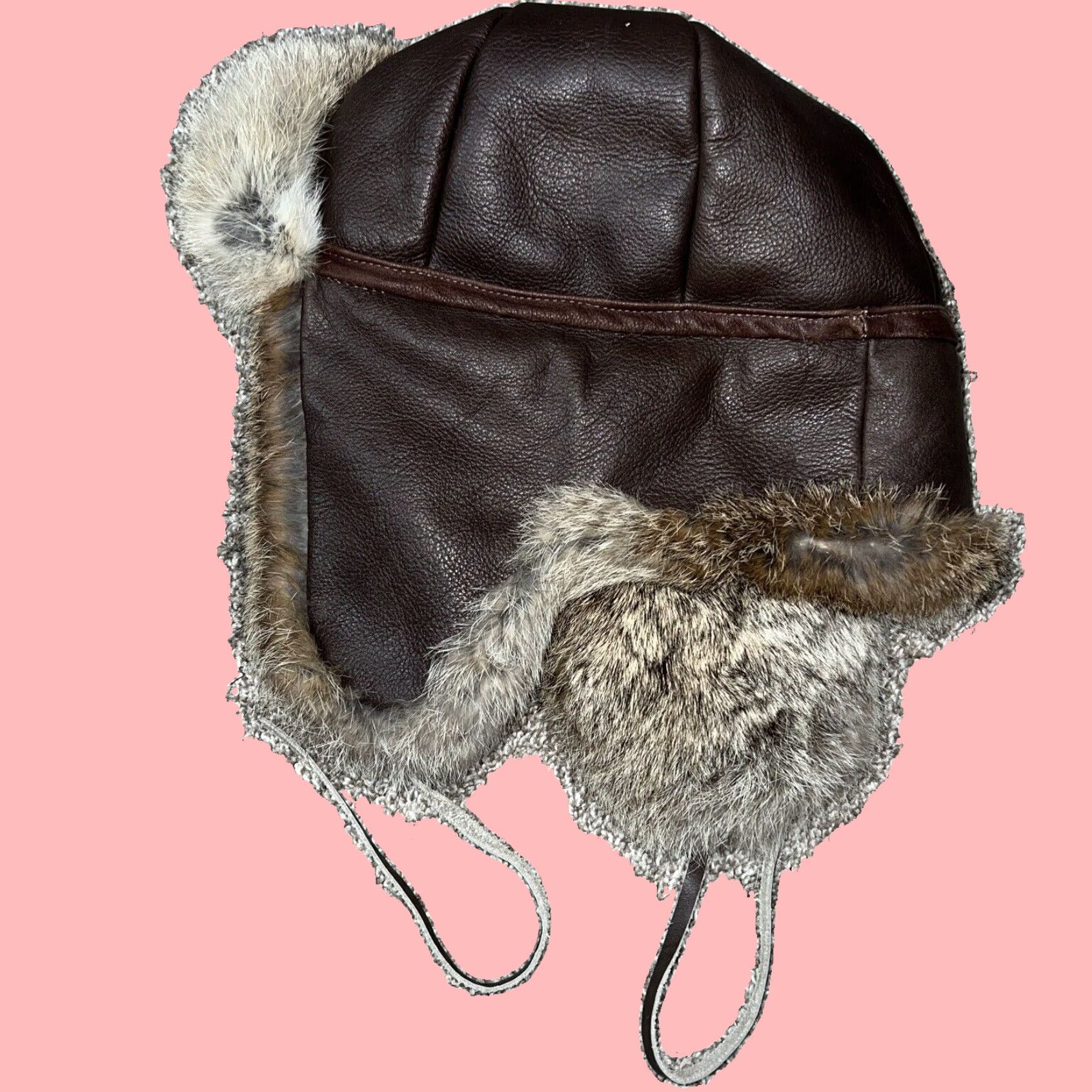 Vintage Authentic Canadian Craftsmanship Brown Fur Lined Aviator ...