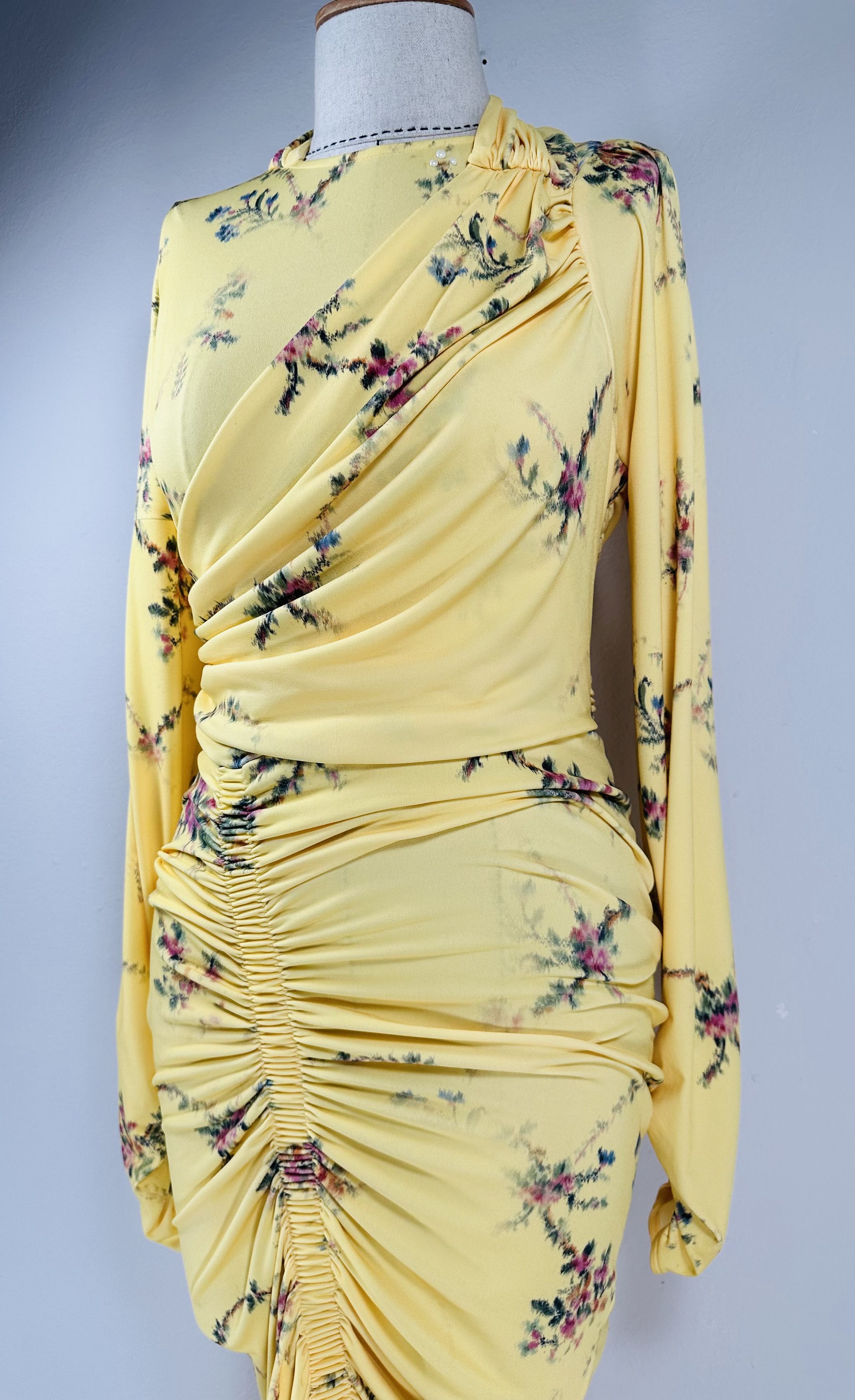 Preen by Thornton Bregrazzi Floral Print Ruched Dress - Yellow | Grailed