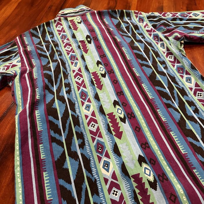 Vintage Western Shirt Brushpopper Aztec Cowboy Cut X-long tails Med ...